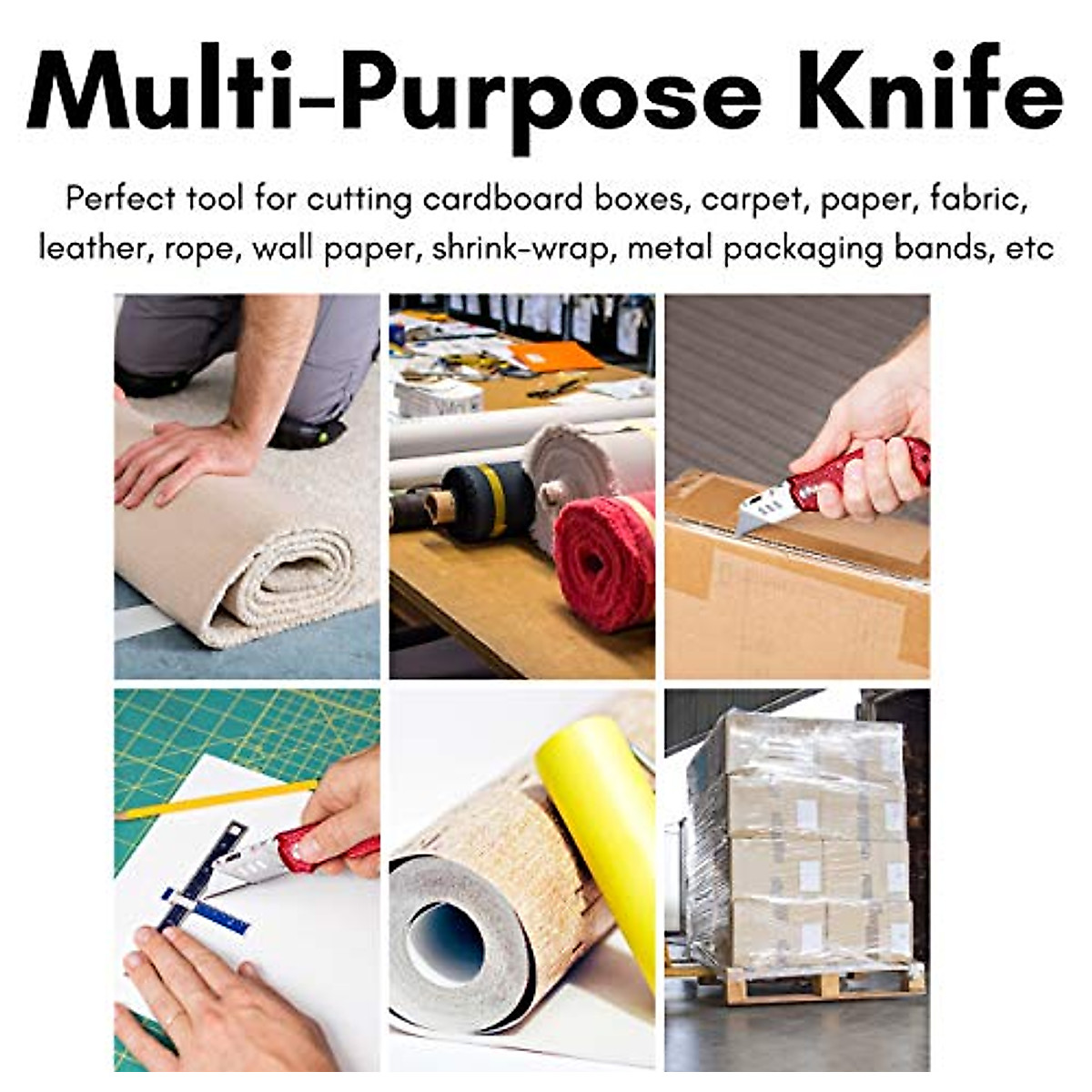 BirdRock Home Premium Folding Utility Knife – Small Compact Pocket – Folding Box Cutter Tool – 3 Extra Razor Blades – Cut Cardboard Boxes – Locking Safety Knife Set – Heavy Duty