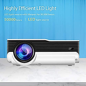 Mini Projector, Iolieo 2022 Upgraded HD Home Projectors, 240'' Display 100000 Hours LED Life, Dual Speakers Portable Projector, Compatible with USB, HDMI, VGA, AV, Laptop,Smartphone