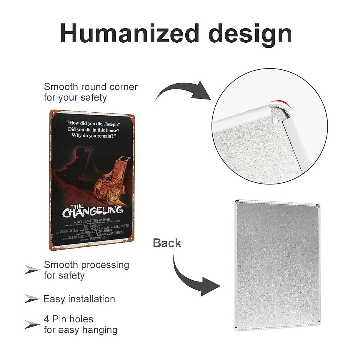 The Changeling Professional Tin Poster- Ideal Wall Decor for Bars, Cafes, Offices, Restaurants, Homes, Gardens, Shops, Clubs - 12 X 8 Inches