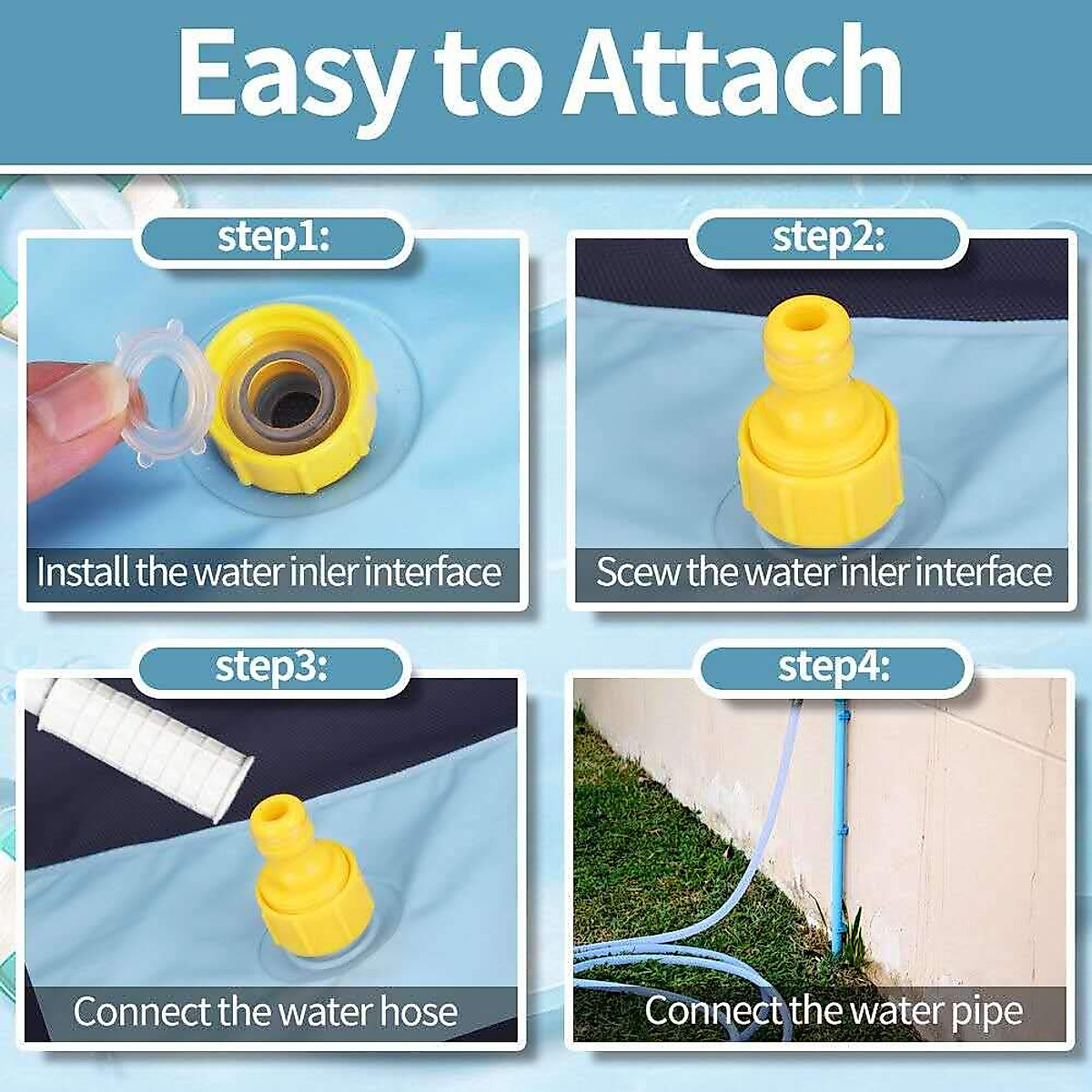 Sprinkler Splash Pad for Dogs .Non Slip Dog Pool Sprinkler for Dogs Thickened Durable Bath Pool Outdoor Games Water Mat Toys,- (59")