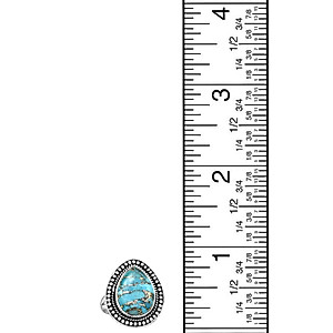 YoTreasure Blue Copper Turquoise Solid 925 Sterling Silver Ring Jewelry