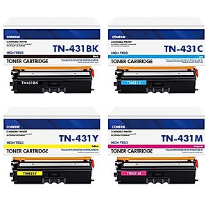 TN431 TN-431 TN433 Toner Cartridges: Compatible Replacement for Brother TN-433 TN431K TN431C/M/Y Standard Yield Toner for MFC-L8900CDW HL-L8360CDW HL-L8260CDW MFC-L8610CDW HL-L8360CDWT Printer