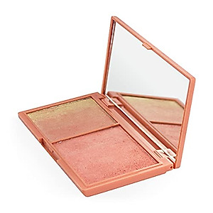 I Heart Revolution Peach and Glow Highlighter Duo, Peach & Chocolate Duo Shimmer, Highlighter & Blush, Mini Compact Palette, Vegan & Cruelty-Free, 0.38 Oz