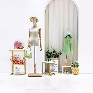 Dress Form Mannequin, Display Female Mannequin with Wooden Stand and Head, 55"~77" Height Adjustable Women Mannequin for Boutique Clothing Jewelry Store