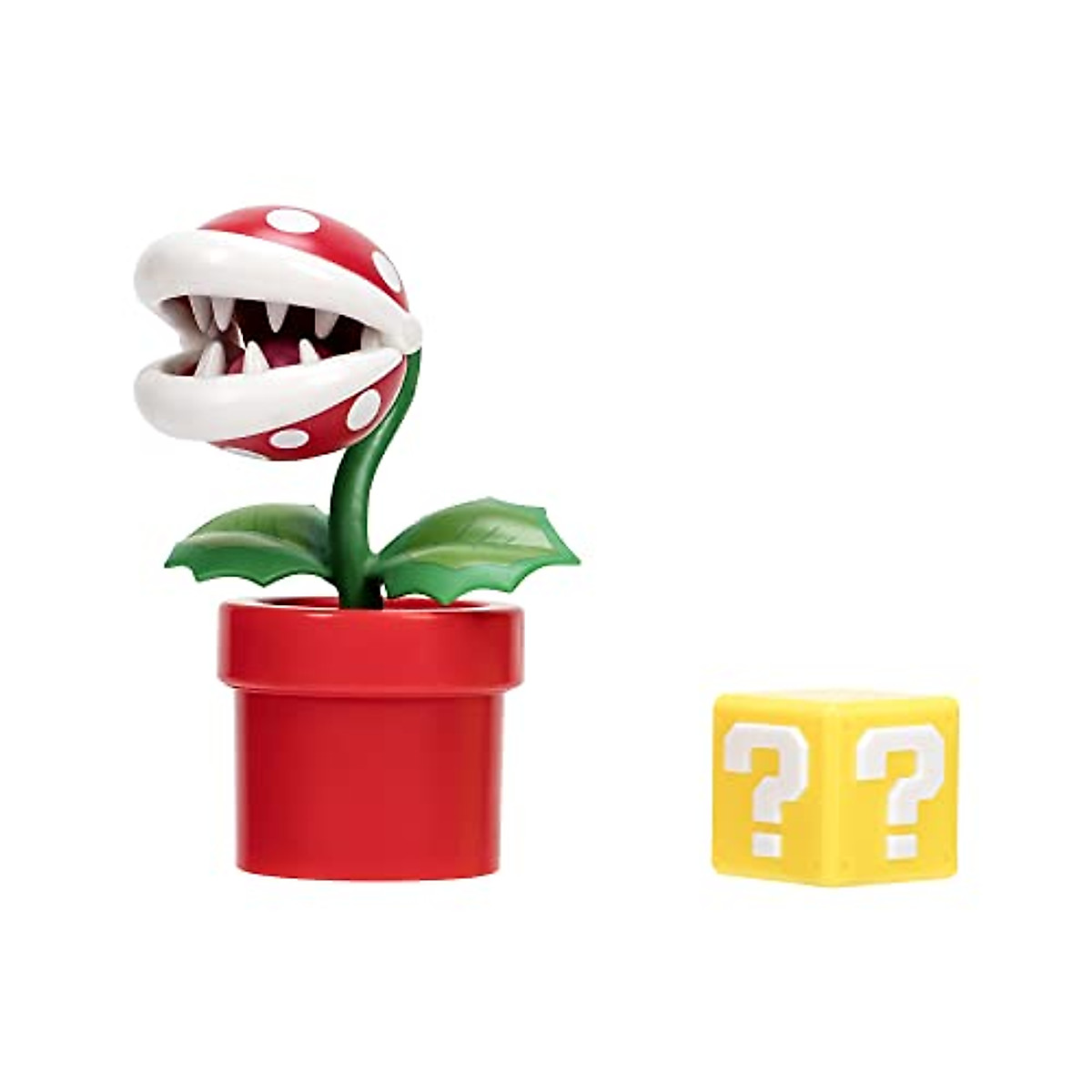 Super Mario Nintendo 4-Inch Piranha Plant Poseable Figure with Question Block Accessory. Ages 3+ (Officially Licensed)