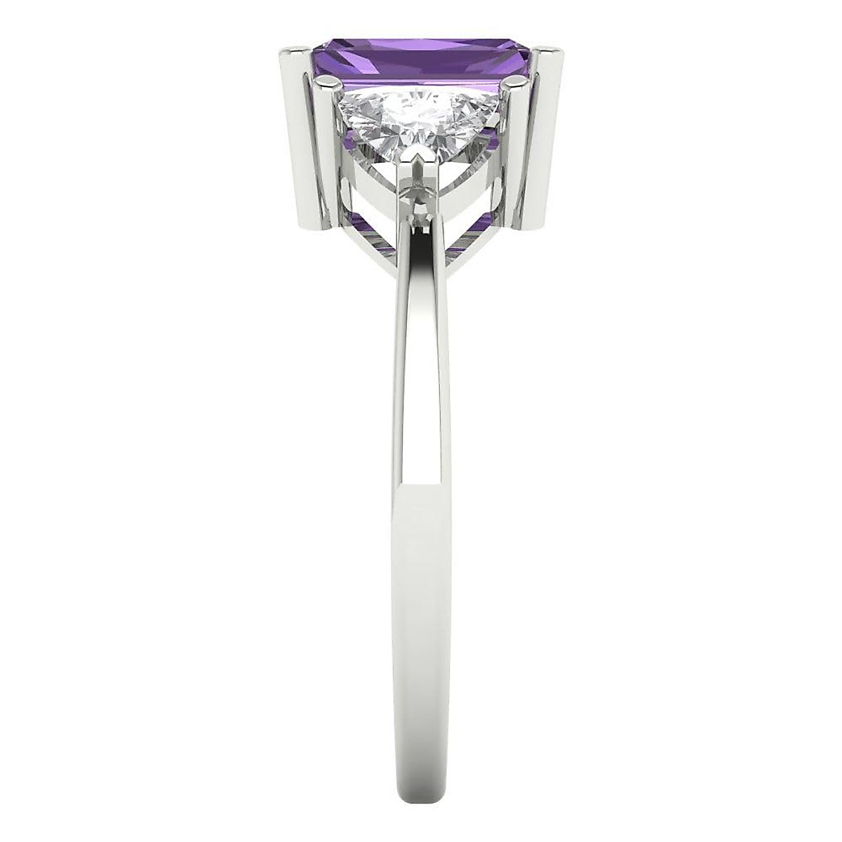 3.0ct Emerald cut 3 stone Solitaire Simulated Alexandrite Engagement Wedding Anniversary Bridal Ring 14k White Gold 7.5