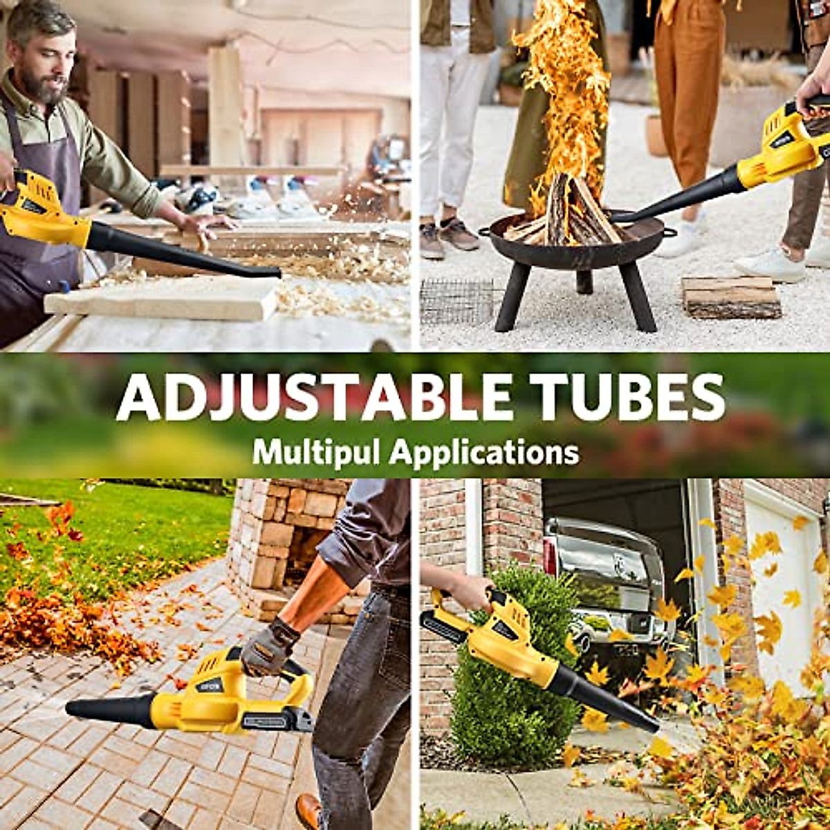 OMOTE Cordless Leaf Blower with Battery & Charger, Low Noise, Lightweight, Easy One-Button Control, Battery Powered, 177 CFM for Blowing Leaves, Lawn Care, Dust & Other Debris