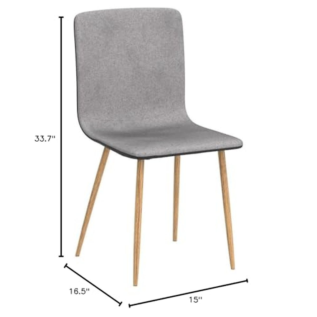 FurnitureR Scandinavian Dining Chairs Set of 4,Side Chairs with Comfy Fabric Cushion PU Back and Sturdy Oak Legs, Accent Chairs for Kitchen Living Dining Room Waiting Room,Grey