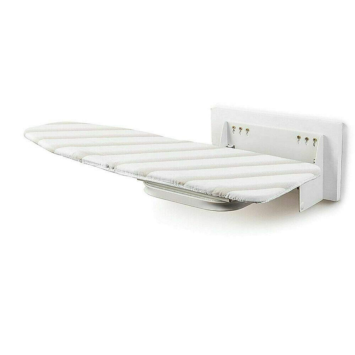 Wall-Mounted Space Saving Iron Board, Ironing Board with Turning Mechanism White Swivel Style 180° Rotation Flap Folding Ironing Board Built-in Cabinet with Cover