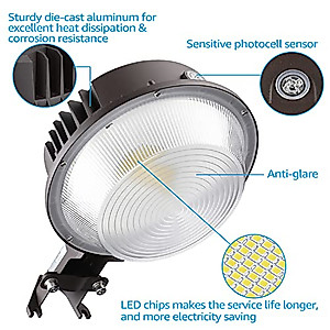 TORCHSTAR LED Barn Light 83W, Dusk to Dawn Area Lights with Photocell, Outdoor Yard Area Light, Security Flood Lights, ETL Listed, 120-277V, 3 Years Warranty, Wet Location, 5000K Daylight, Bronze