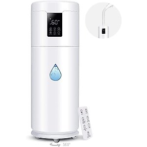 Tower Humidifiers Large Room Bedroom 1000 sq ft,Honovos 17L 4.49Gal Ultrasonic Cool Mist Topfill Humidifier with 360°Nozzle 4 Speeds Humidistat Essential Oil Tray for Plant Home School Office