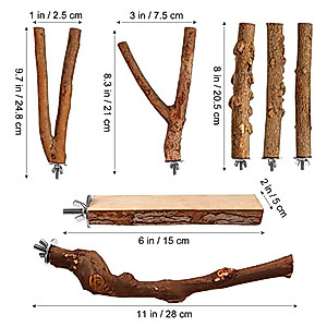 Ipetboom Bird Wooden Perches Platform, 7 Pcs Natural Wood Bird Perch Parrot Cage Perch Wooden Parrot Stand Parrot Stand Branch