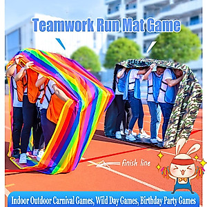 5PCS Teamwork Games Playing Run Mat Kids Adult Teamwork Outdoor Carnival Field Day Fun Running Game with Storage Bag (Size : Adult-20M/26FT)
