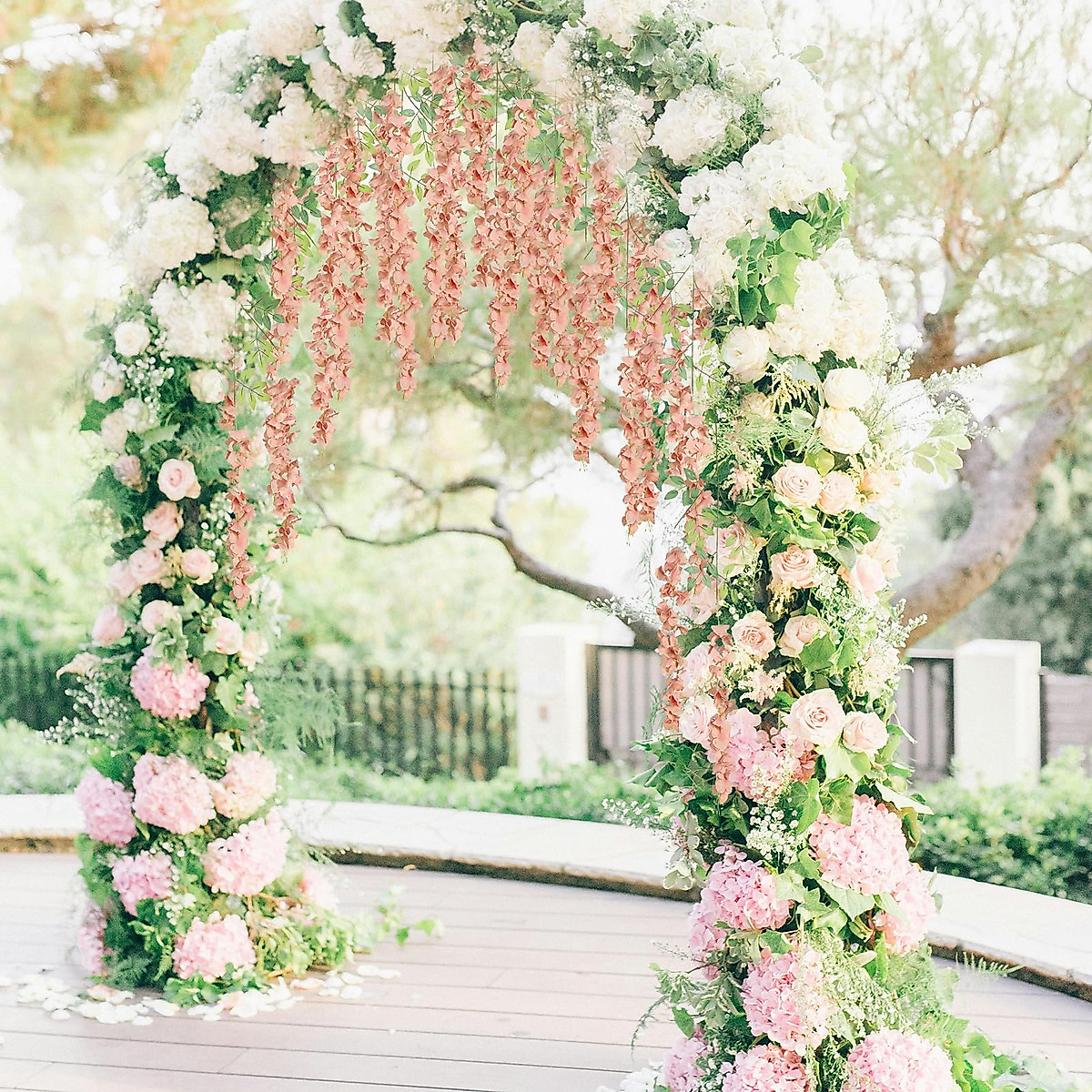 INSUNSIX Purple Wisteria Hanging Flowers, 6 Pack 3.6 Feet Fake Wisteria Garland Silk Wisteria Vine Flower for Wedding Party Garden Outdoor Home Decor (Purple)