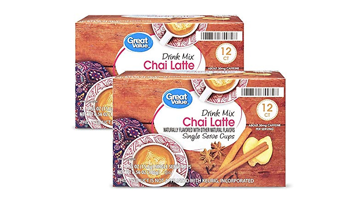 Great Value Chai Latte Pods - Sweet, Creamy Drink Mix (12 Count)