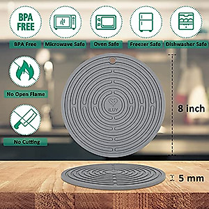 iLUV Silicone Trivets - Extra Thick for Hot/Cold Pans, Pots, and Dishes Holders - Coffee Mats, Tea Pads, Utensil Spoon Rest - Heat Resistant Food Grade Cooking/Baking/Serving - Multi-Use 8" 3pcs Gray