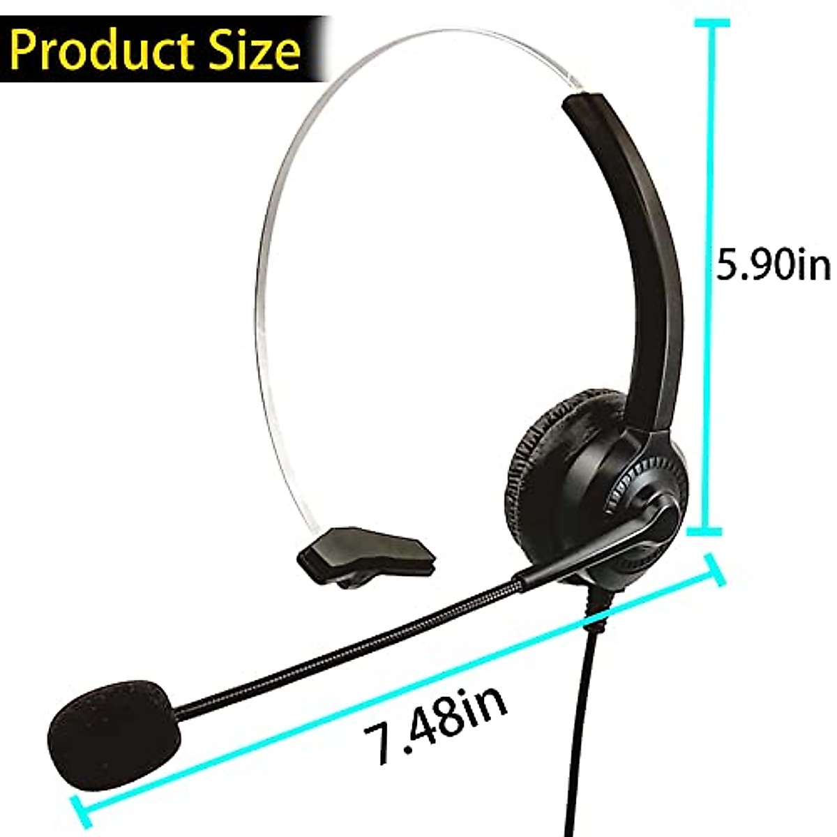 Wired Computer Headset, Lightweight Office On-Ear Headphones with Microphone, 3.5mm Jack Call Center Headset with Stereo Sound, Comfort-fit Earpad for Classes, Skype, Webinar