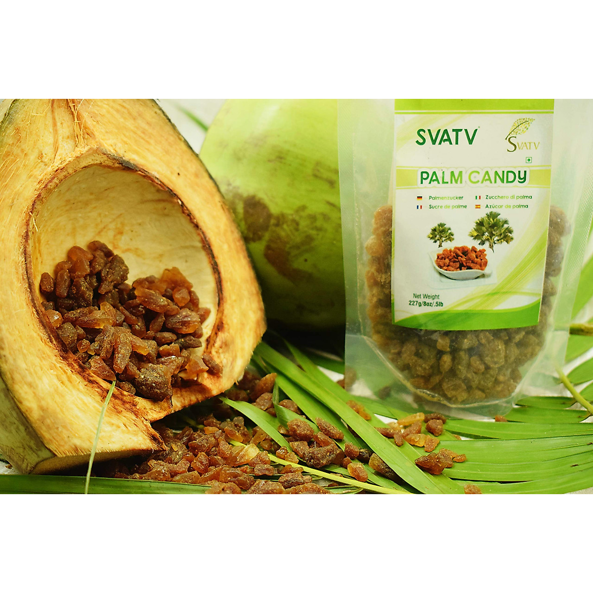 SVATV Palm Candy | Natural Sweetener Powder | Gluten Free - sweeteners | Refined Sugar Alternative | Substitute for Baking, | No Preservatives Added | No Artificial Flavors - 500g, 17.63oz