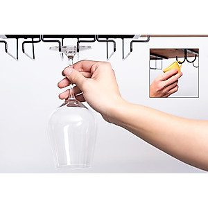 Set of 1 Wine Glass Holder and 1 Drying Mug Hook - Wine Glass Rack for Easy Storage and Organization - Stylish and Sturdy Wine Glass Rack Under Cabinet - Enjoy Your Wine Glass Hooks!