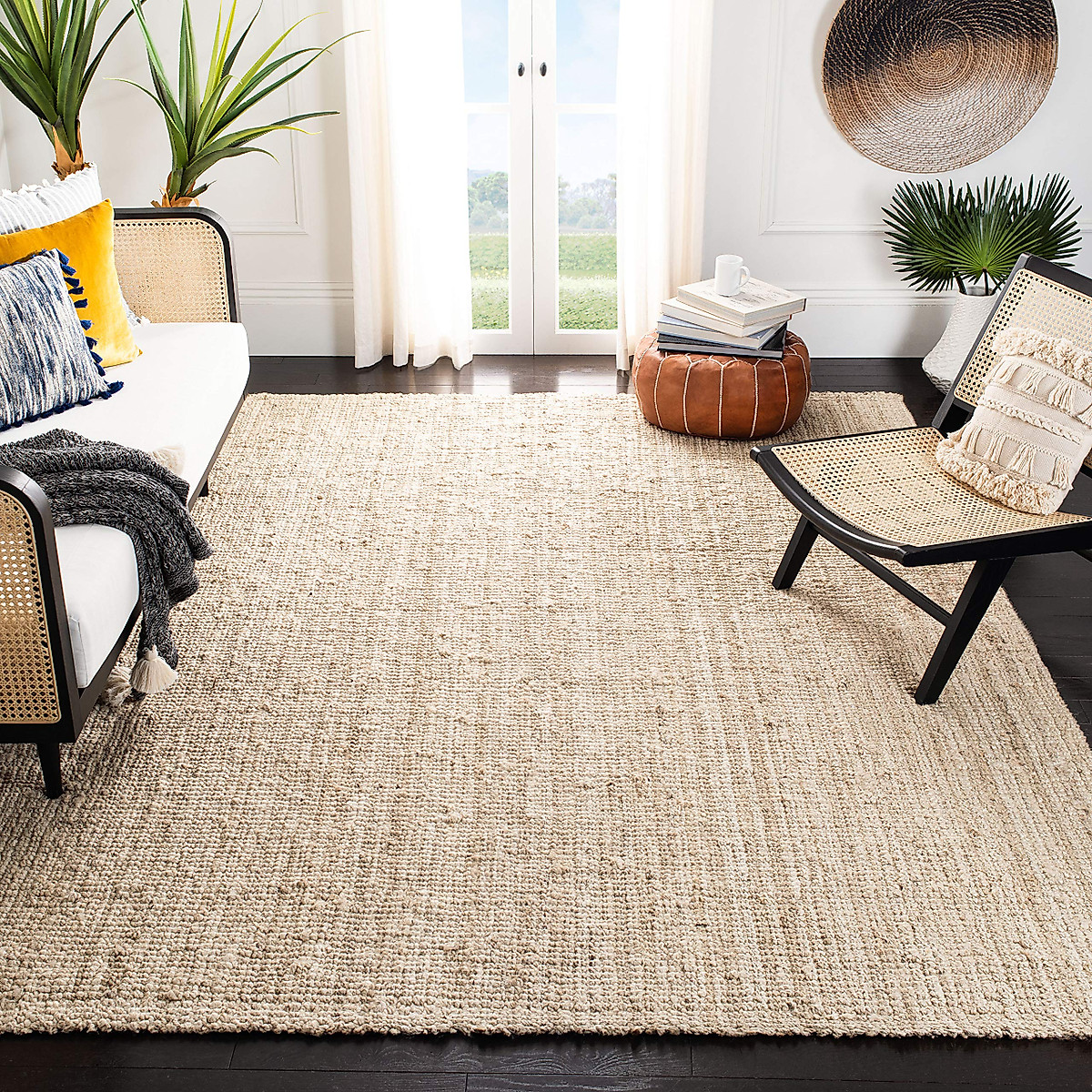 SAFAVIEH Natural Fiber Collection Area Rug - 9' x 12', Ivory, Handmade Farmhouse Jute, Ideal for High Traffic Areas in Living Room, Bedroom (NF730A)