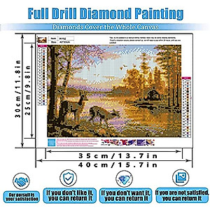 Eiazuiks Diamond Painting Kits for Adults, 5D Full Drill Diamond Art Deer Round Diamond Dots Gem Arts Suitable for Home Wall Decoration 12x16in