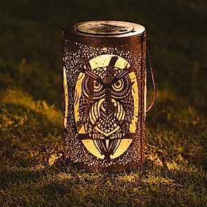Solar Lanterns Outdoor Hanging Lantern Lights, Metal Owl Decor Lantern Outdoor Waterproof LED Garden Decor Lantern, Delicate Garden Decoration for Patio, Yard, Landscape, Holiday Gifts (Bronze 1 Pc)