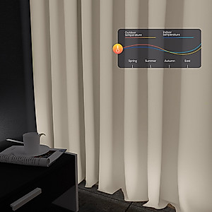 hoeflife Room Divider Curtains, Blackout Ceiling Track Curtains with Hook Sound Proof Floor Curtains Perfect for Ceiling Mount Curtain Tracks Wall Divider for Room Separation(Beige, W180 x H96)