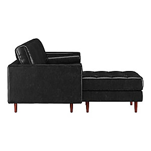 Inmod Ashton Reversible Vintage Leather Sectional, Vintage Black