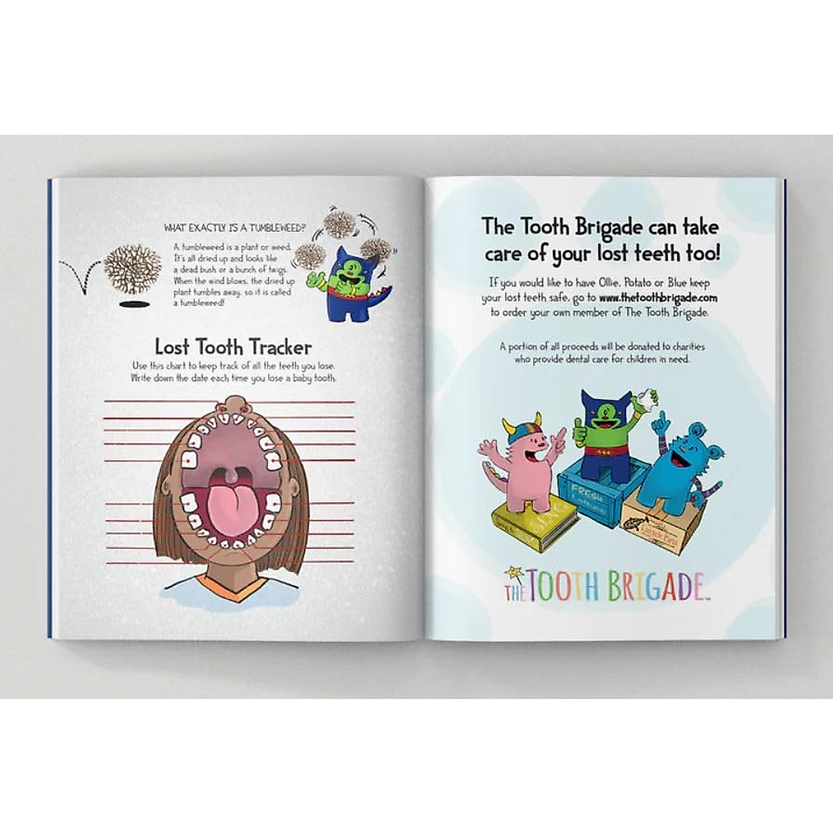 The Tooth Brigade Book and Tooth Fairy Pillow Bundle, Interactive Set Includes 8" Plush Toy with Lost Tooth Pocket and Adventures of The Tooth Brigade Hardcover Book (Ollie Bundle)