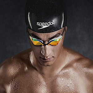 Speedo Unisex-Adult Swim Cap Silicone Aqua V,Speedo Black,Large