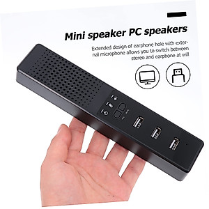KOMBIUDA 2 Pcs Mini Stereo USB Microphone Mini Audio Conference Microphone Speaker with 3 USB Interface Computer Speakers for Desktop Computer Microphone Laptop Office Household Abs