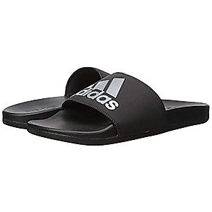 adidas Women's Adilette Comfort Slides Sandal, Core Black/Silver Metallic/Core Black, 11