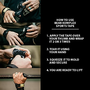 Bear Komplex Athletic Sports Thumb Tape, Premium Adhesive Wrap, 5 cm Tape for at-Home Workouts, Sweatproof, Breathable, and Non-Slip for Lifting, and Hook Grip, Hypoallergenic and Latex Free