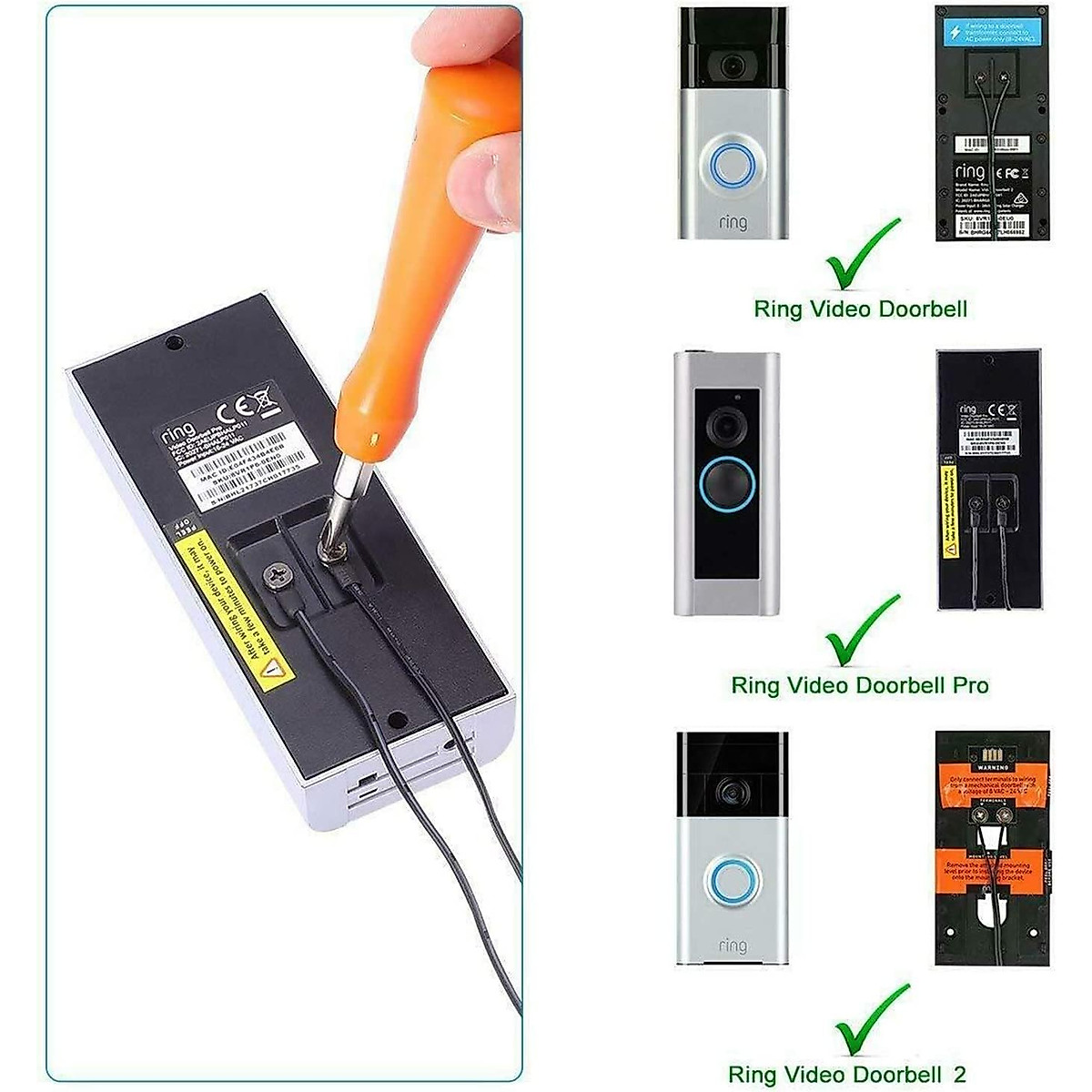 24VAC1A Video Doorbell Power Adapter - 26.5feet Extension Cable, AC110-120V to AC 24 for Eufy, Wyze, Ring, Nest, Ecobee, Sensi, Honeywell Thermostats, Arlo Wireless Video doorbell Transformer(White)
