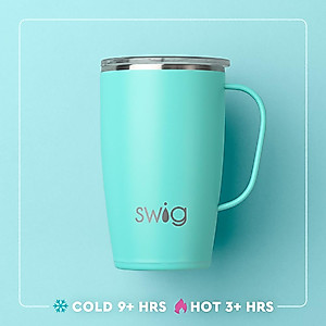 Swig Life 18oz Travel Mug, Insulated Tumbler with Handle and Lid, Cup Holder Friendly, Dishwasher Safe, Stainless Steel, Travel Coffee Cup (Blush)