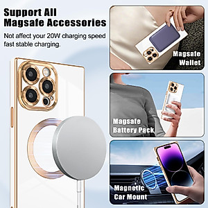 Newseego for iPhone 13 Pro Max Magnetic Case, Luxury Plating Edge Case for Women Girls Men Soft TPU Bumper Anti-Scratch Shockproof Protective Case Cover for iPhone 13 Pro Max-White