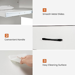 IFANNY Computer Desk, Office Desk with Drawers, Hutch, Keyboard Tray & Adjustable Shelf, Small Desk with Storage, Modern Home Office Desks, White Desk for Bedroom, Living Room, Study (White)