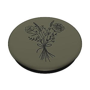 Olive Green Wildflower Floral Flower Design PopSockets Standard PopGrip