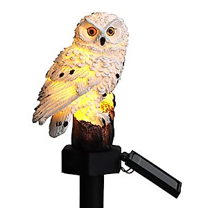 Garden Solar Lights Outdoor, Resin Solar Owl Garden Decor, Owl Shape Waterproof Solar Powered Garden Lights for Garden Lawn, Yard Art, Pathway, Patio Decors (White)