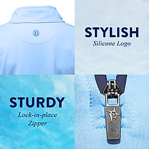 White Water Montauk Quarter Zip Pullover for Men - Light Blue XL