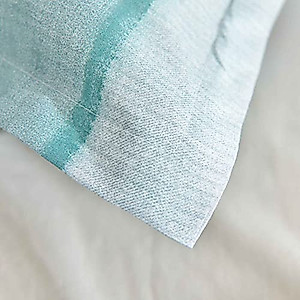 Queen Size Comforter Set, Teal, Gray and Blue Striped Pattern Print Reversible Down Alternative Bed Sets - 90 x 90 3PC Soft Microfiber Duvet Sets Modern Abstract Bedding in a Bag for Women Men, Grey