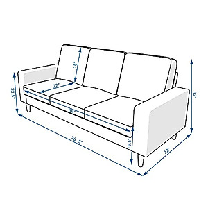 Panana Modern 3-Seat Sofa Couch with Reversible Back Cushions Linen Fabric Sofa 3 Seater Couch for Small Apartment (Brown, 3 Seater)