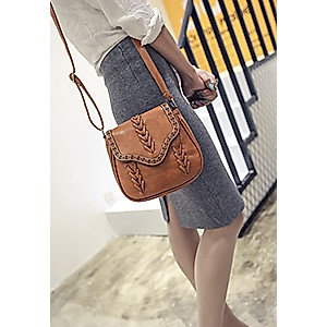 QZUnique Women's PU Crossbody Shoulder Sanddle Bag Flap Messenger Bag with Lacing Brown