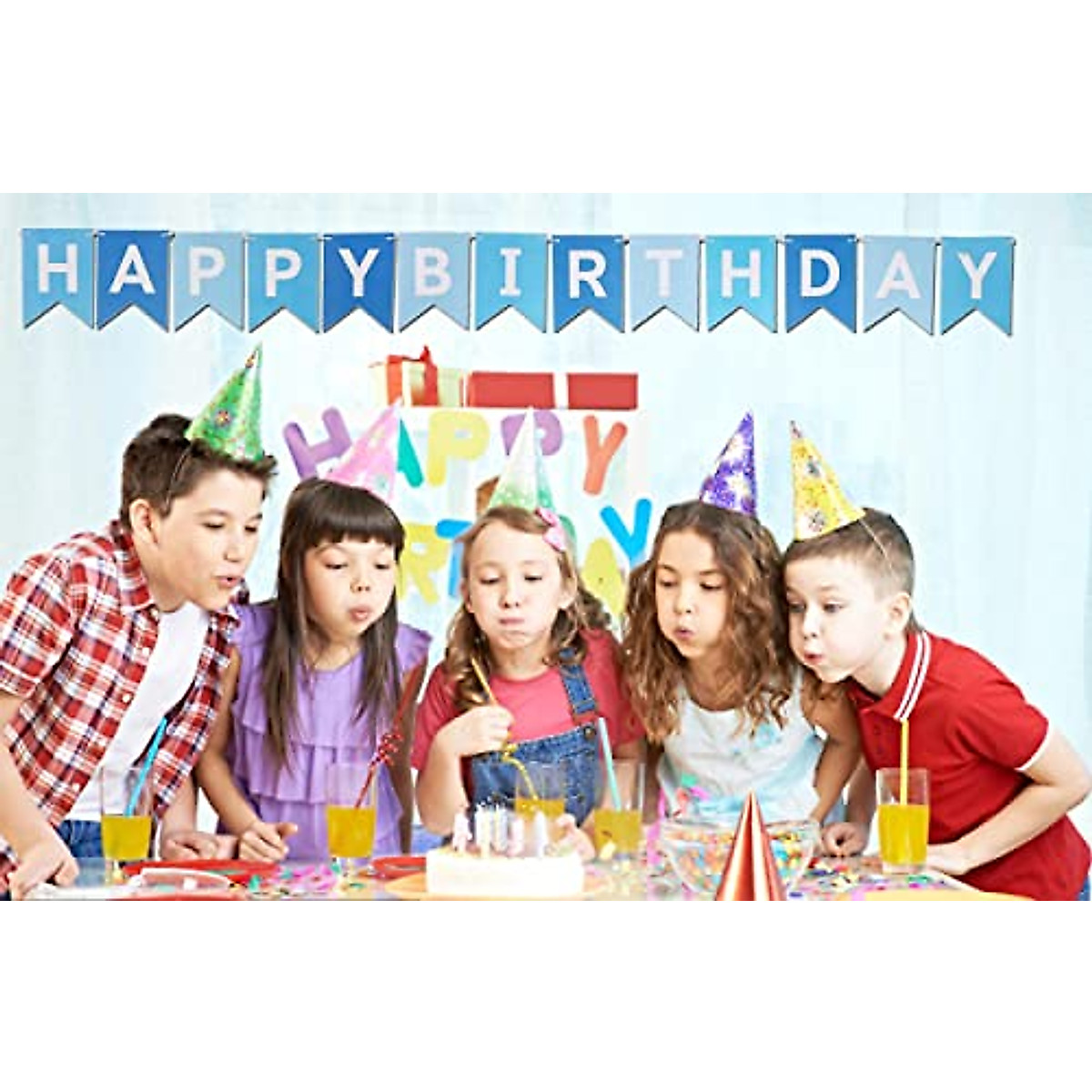 Happy Birthday Banner Gradients Blue Banner Birthday Banner Decoration Party Decoration Supplie