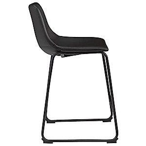 Signature Design by Ashley Centiar 24" Counter Height Modern Bucket Barstool, 2 Count, Black