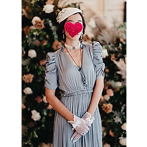 Vivivalue Women Lace Gloves Short Tulle Gloves White Tea Party Gloves Wrist Bridal Gloves Bride Wedding Prom