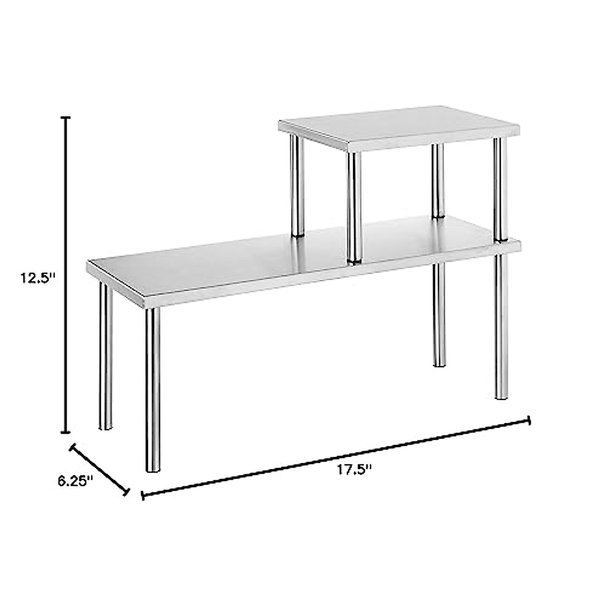Cook N Home 2-Tier Stainless Steel Counter Storage Shelf Organizer, Rectangle