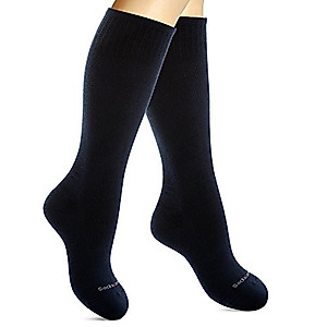 SocksLane Cotton Compression Socks for Women & Men. 15-20 mmHg Support Knee-High Navy Blue X/L