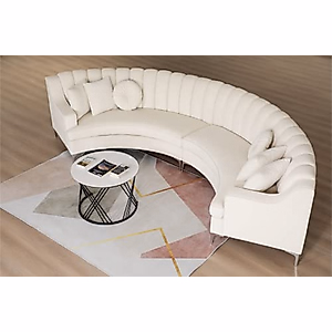 Legend Vansen Velvet Curved Sofa Sectional, Cream