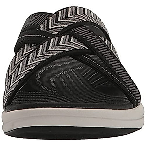 Clarks Women's Mira Grove Flat Sandal, Black Textile, 6